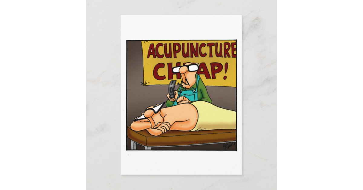 Funny Acupuncture Medical Cartoon Postcard | Zazzle