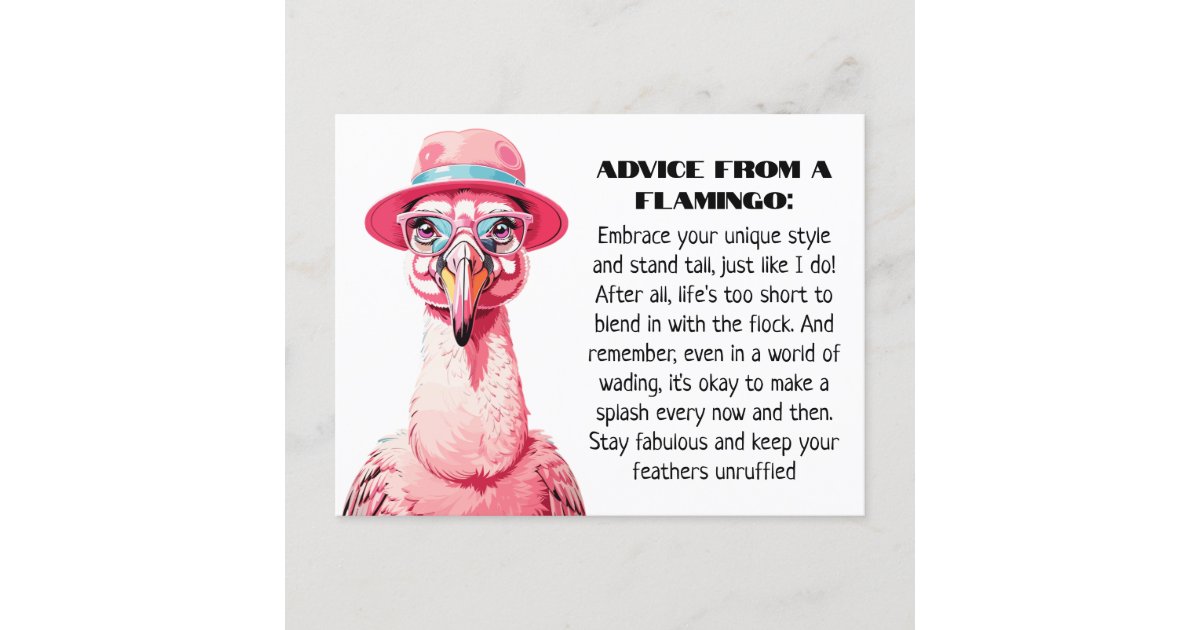 Funny Advice from A Flamingo Postcard | Zazzle