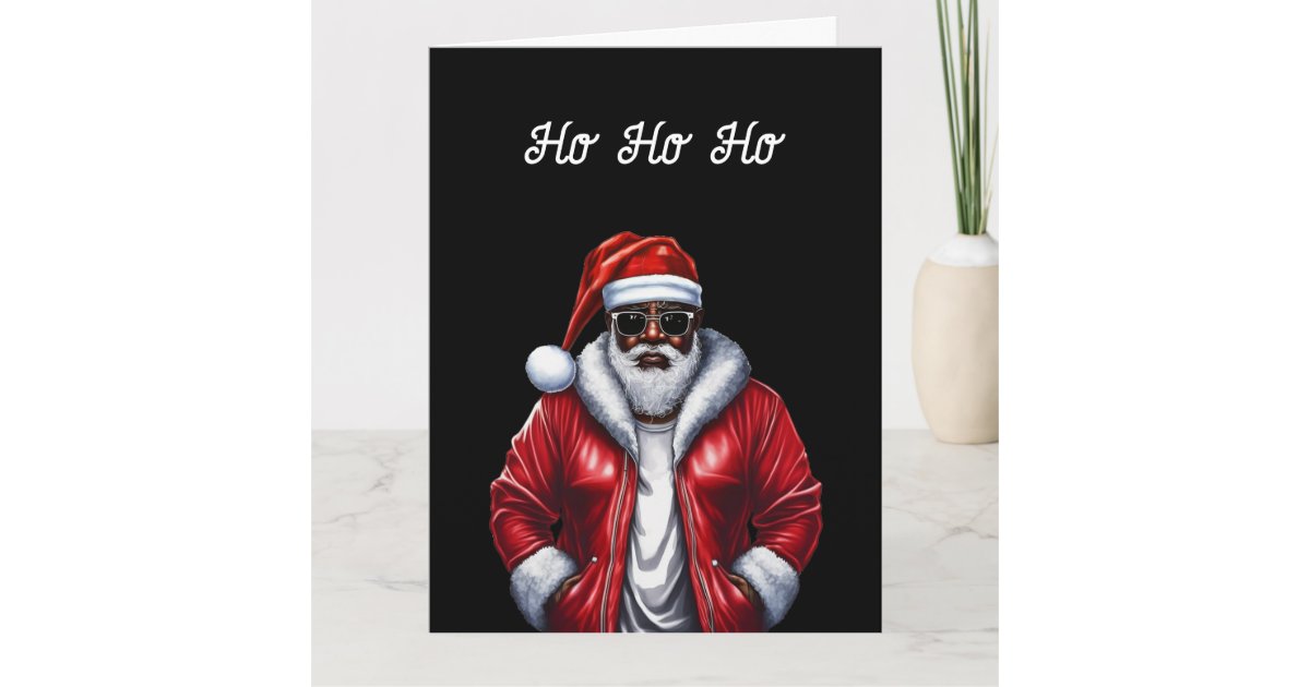 Funny African American Black Santa Christmas Card | Zazzle