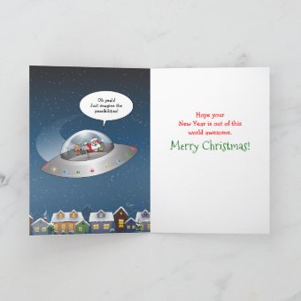 Funny Alien Christmas UFO Santa Rudolph Holiday Card | Zazzle