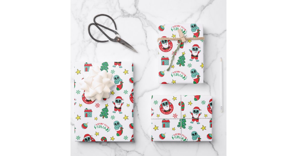 Funny Alien Santa Claus Christmas Xmas Wrapping Paper Sheets | Zazzle