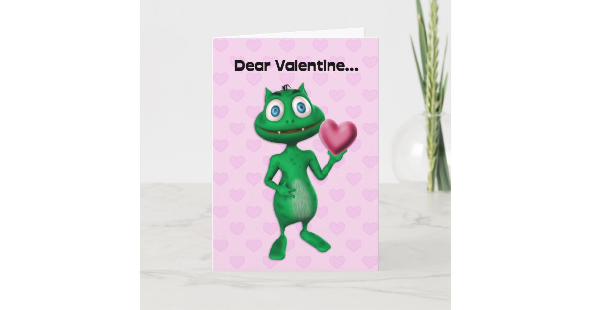 Funny Alien Valentine Card | Zazzle