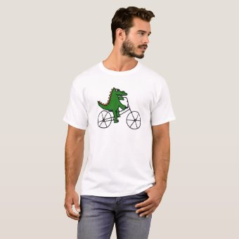 Funny Alligator Riding Bicycle Cartoon T-Shirt | Zazzle