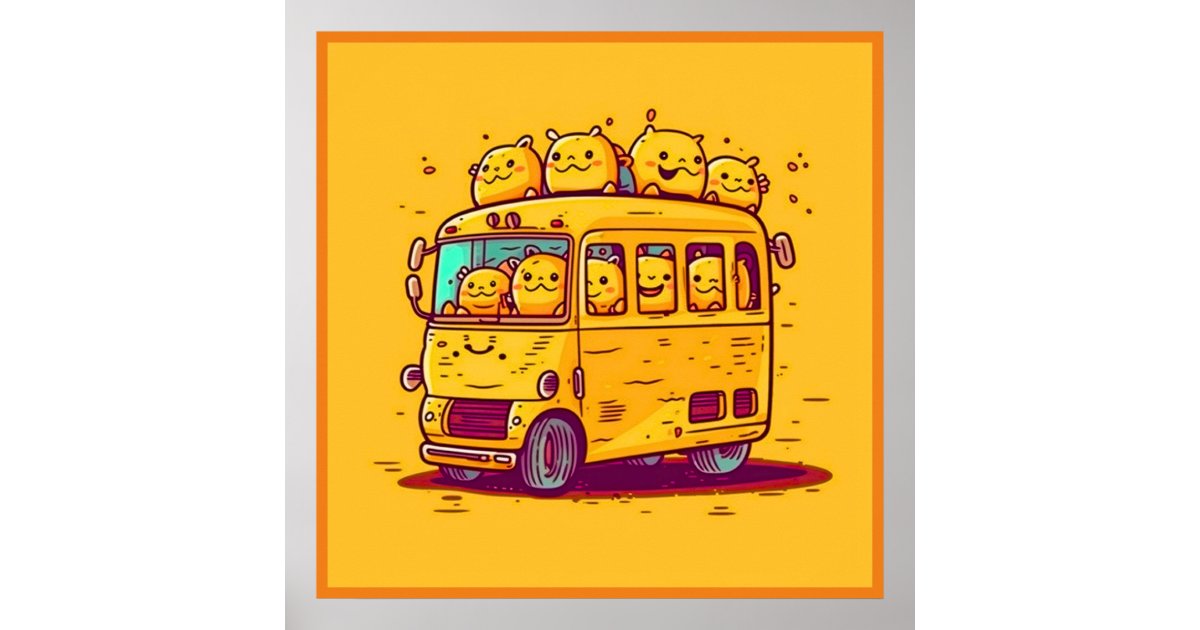 Funny and Creepy School Bus Poster | Zazzle