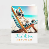 Funny and Cute Cat Birthday Card | Relax on Beach | Zazzle
