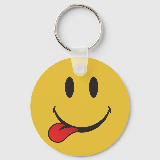 Funny and Cute Sticking out tongue Emoji Keychain | Zazzle