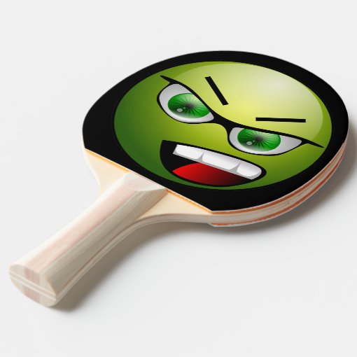 Funny Angry Face Green Black Ping Pong Paddle | Zazzle