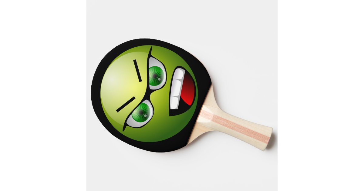 Funny Angry Face Green Black Ping Pong Paddle | Zazzle