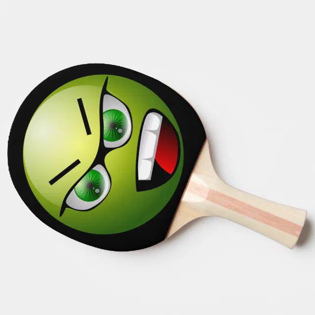 Funny Angry Face Green Black Ping Pong Paddle | Zazzle