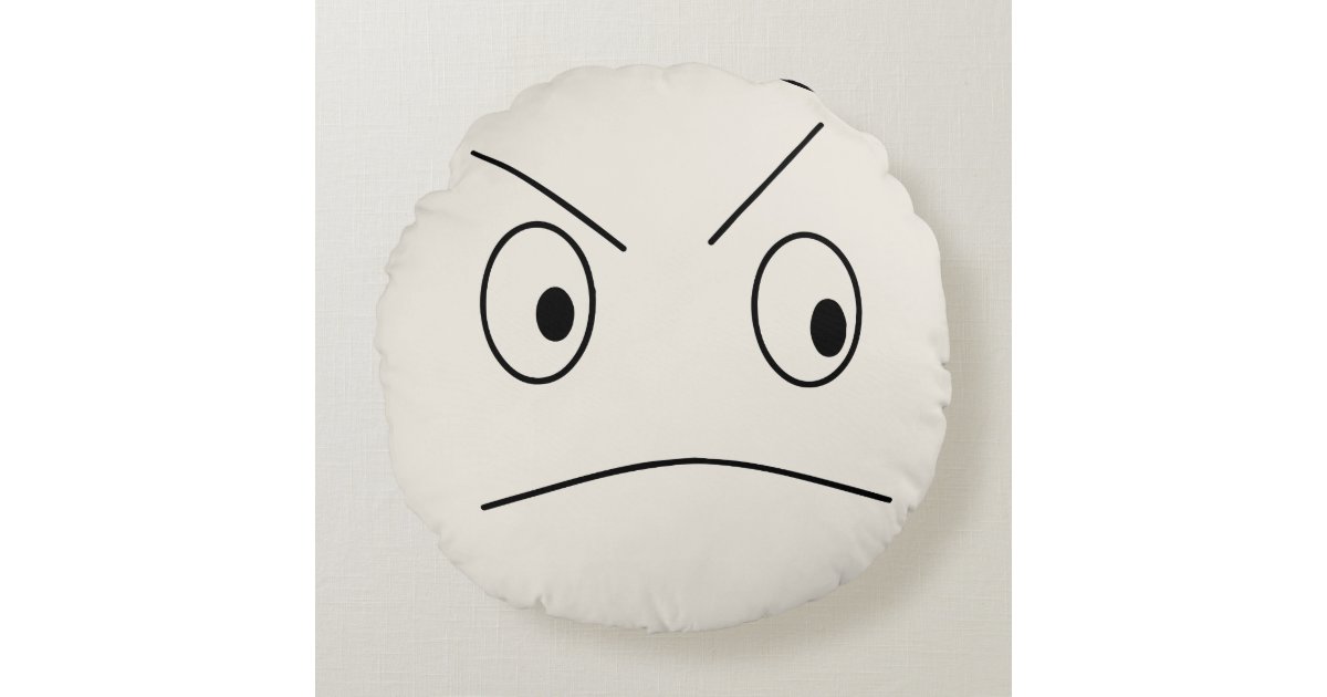 Funny Angry Happy Reversible Round Pillow | Zazzle