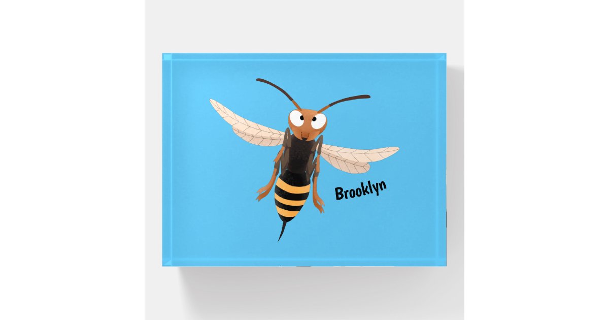 Funny angry hornet wasp cartoon illustration paperweight | Zazzle