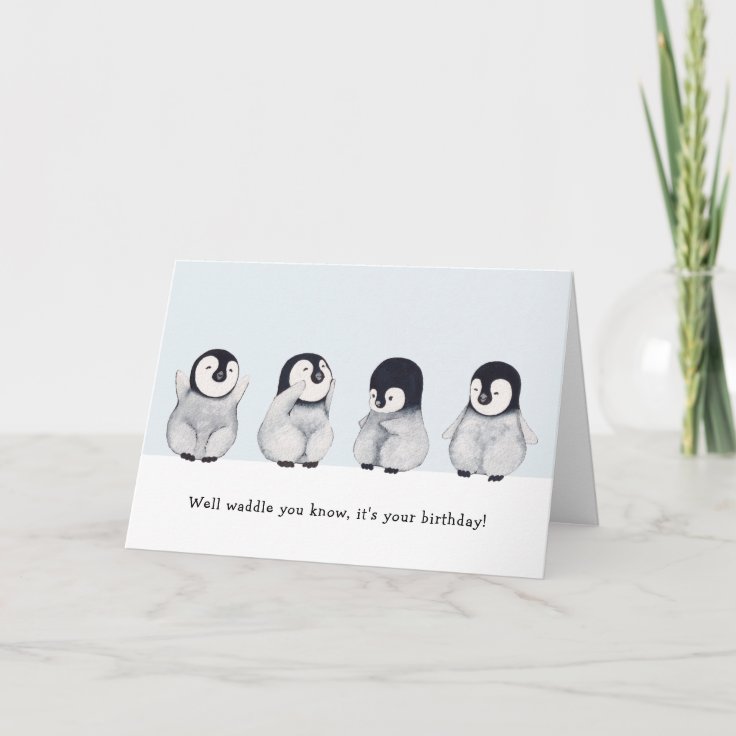 Funny Animal Cute Penguin Birthday Card | Zazzle
