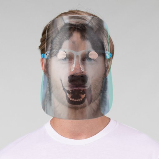 funny animal lover black white husky dog face shield | Zazzle