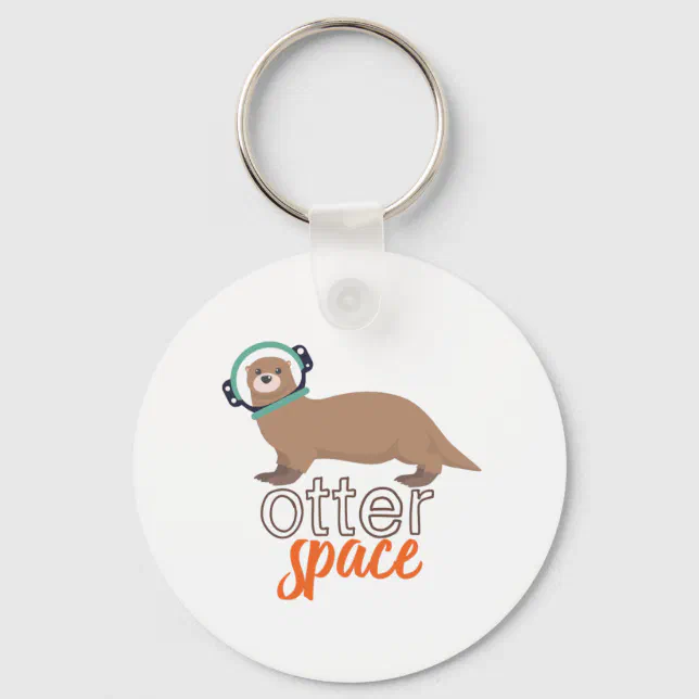 Funny Animal Puns Humor Otter Space Cartoon Keychain | Zazzle