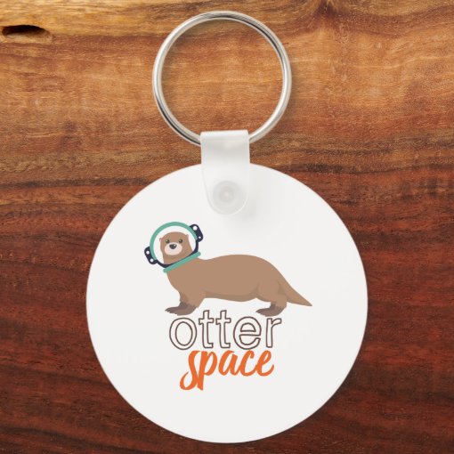Funny Animal Puns Humor Otter Space Cartoon Keychain | Zazzle