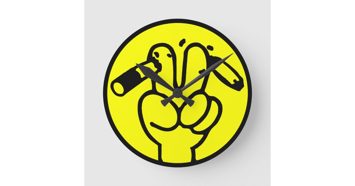 Funny Anti Smoking ⚠ Thai Sign ⚠ Round Clock | Zazzle