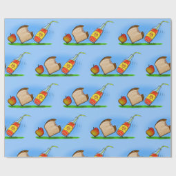 Funny ants picnic cartoon illustration wrapping paper | Zazzle