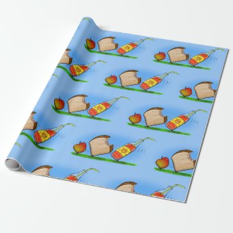 Funny ants picnic cartoon illustration wrapping paper | Zazzle