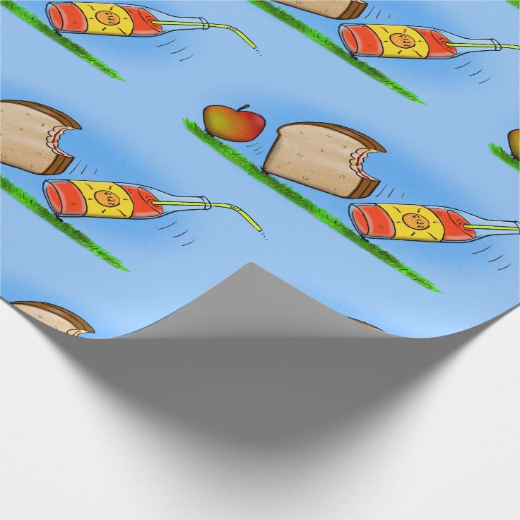 Funny ants picnic cartoon illustration wrapping paper | Zazzle
