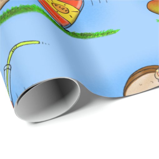 Funny ants picnic cartoon illustration wrapping paper | Zazzle