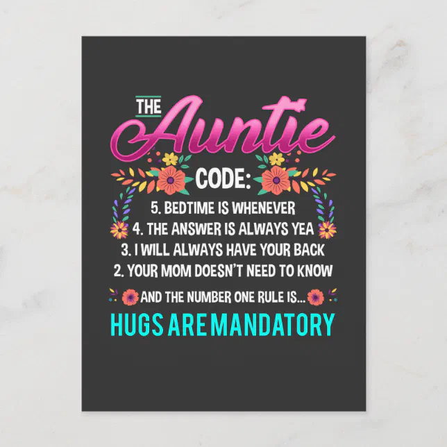 Funny Aunt Auntie Family Nephew Niece Humor Postcard | Zazzle