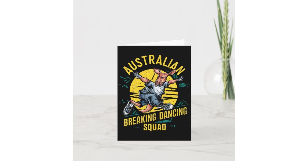 Funny Australian Break Dancing Squad Kangaroo Card | Zazzle