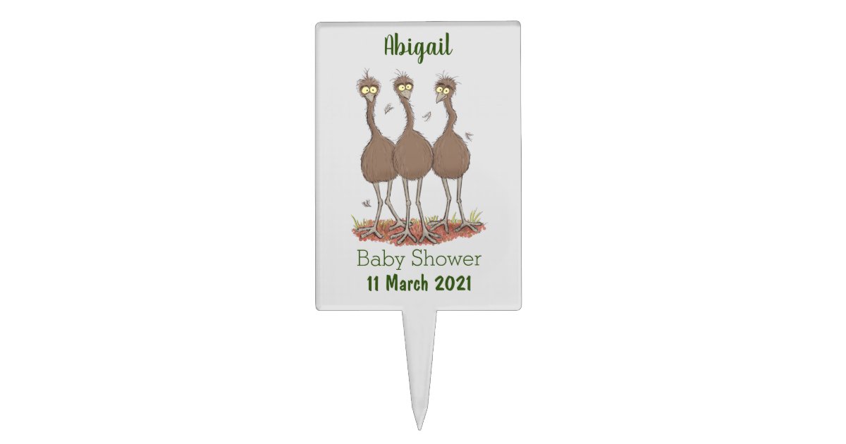 Funny Australian emu trio cartoon illustration Cake Topper | Zazzle
