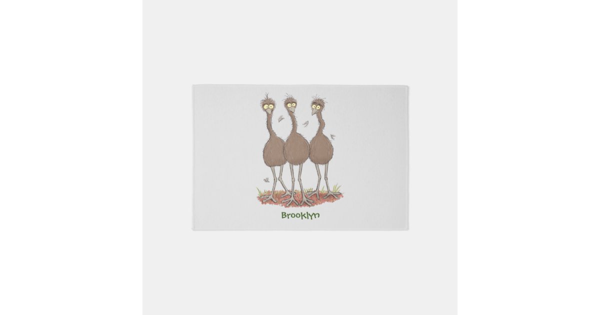 Funny Australian emu trio cartoon illustration Rug | Zazzle