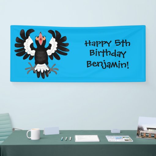 Funny Australian magpie cartoon illustration Banner | Zazzle