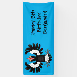 Funny Australian magpie cartoon illustration Banner | Zazzle