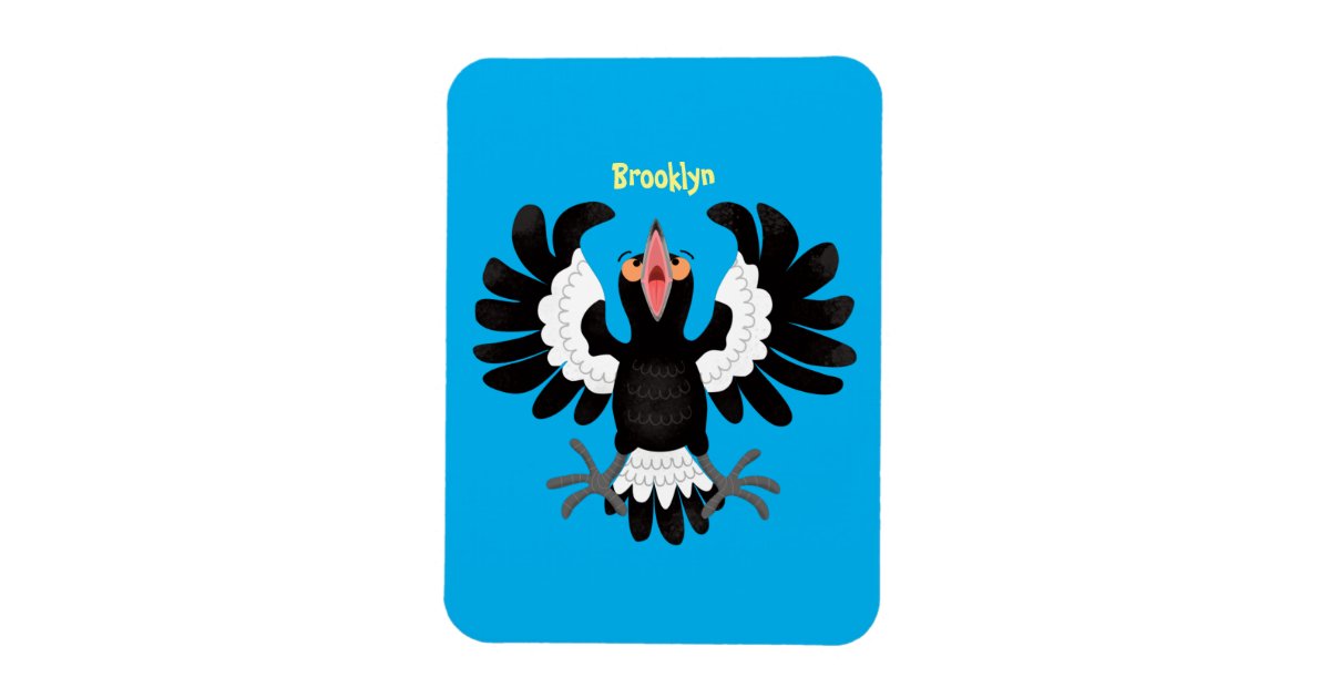 Funny Australian magpie cartoon illustration Magnet | Zazzle
