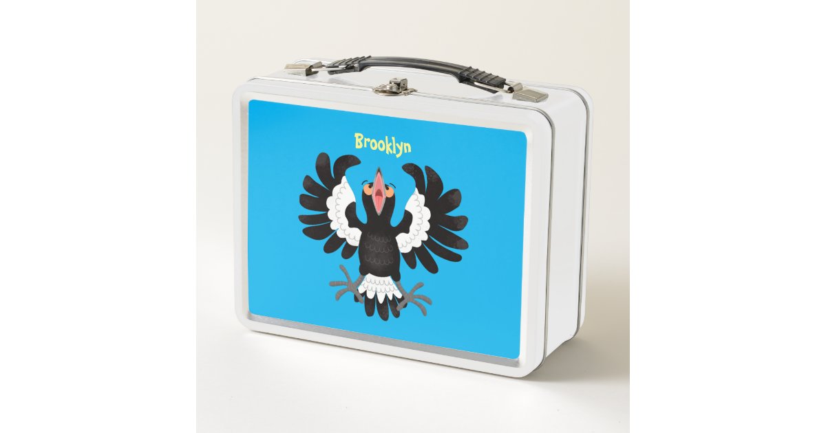 Funny Australian magpie cartoon illustration Metal Lunch Box | Zazzle