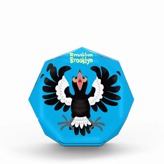 Funny Australian magpie cartoon illustration Photo Block | Zazzle