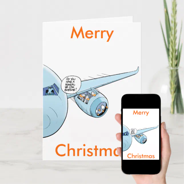 Funny Aviation Cartoon Merry Christmas Card | Zazzle