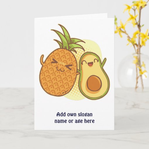 Funny Avocado Pineapple Best Friends BFF Kawaii Card | Zazzle