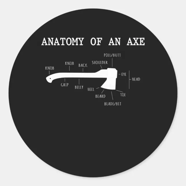 Funny Axe Throwing Anatomy Hatchet Lumberjack Classic Round Sticker ...