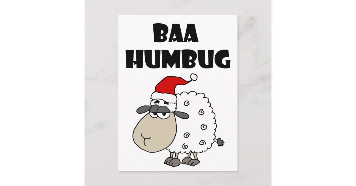 Funny Baa Humbug Christmas Cartoon Holiday Postcard | Zazzle