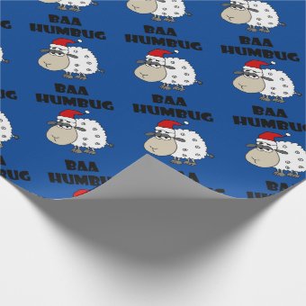 Funny Baa Humbug Christmas Cartoon Wrapping Paper | Zazzle