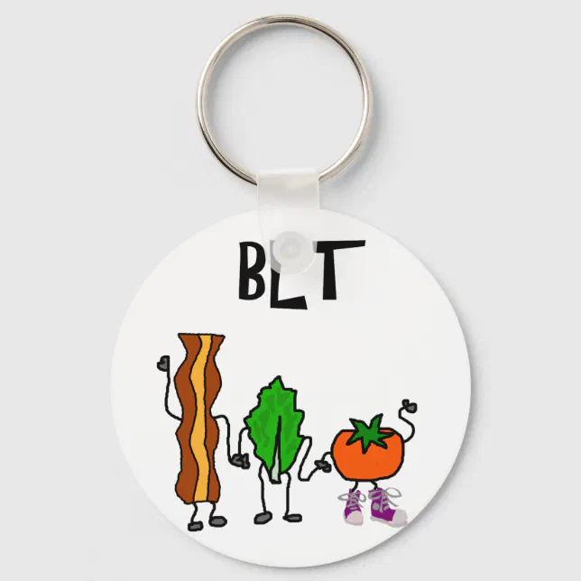 Funny Bacon, Lettuce, and Tomato Cartoon Keychain | Zazzle