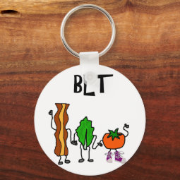 Funny Bacon, Lettuce, and Tomato Cartoon Keychain | Zazzle