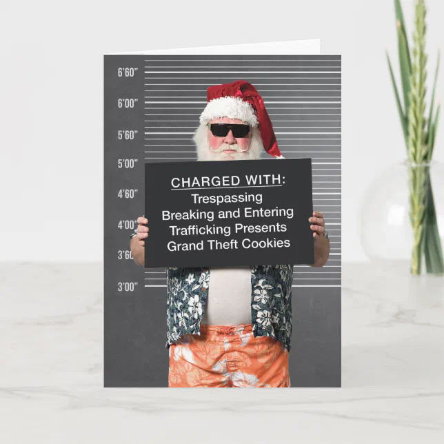 Funny Bad Santa Christmas Greeting Card | Zazzle
