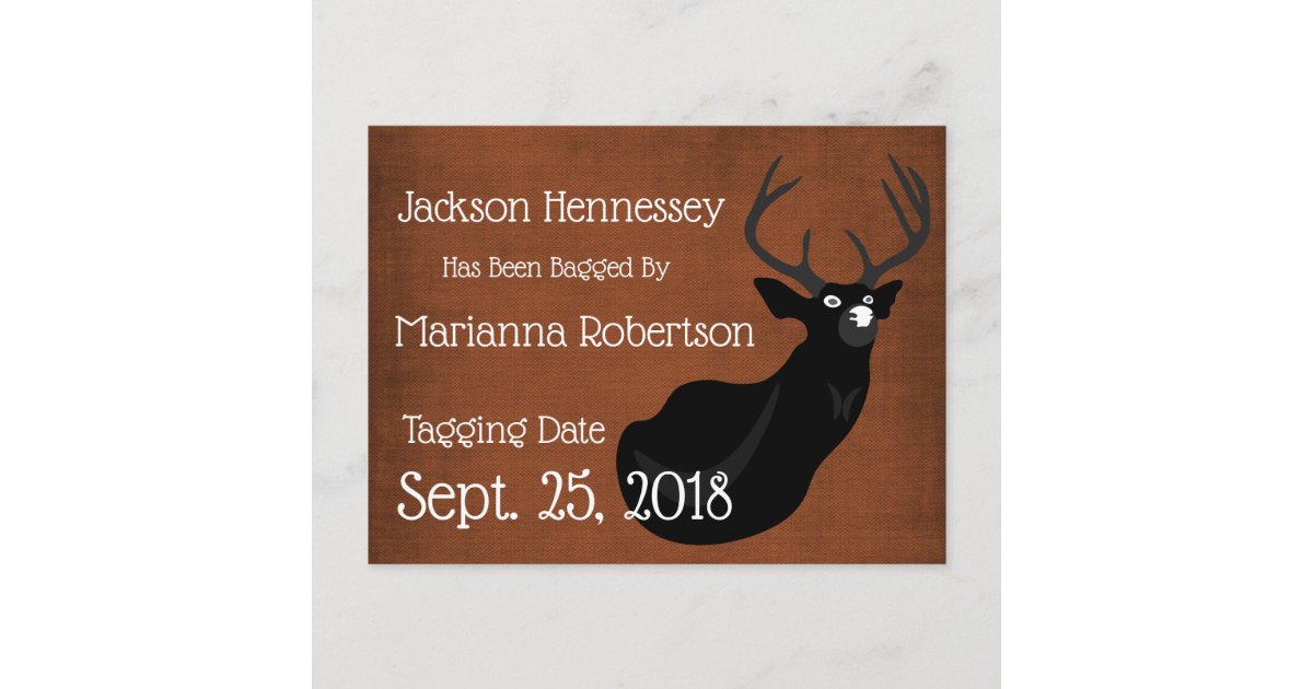 Funny Bagged Buck Save the Date Announcement Postcard | Zazzle