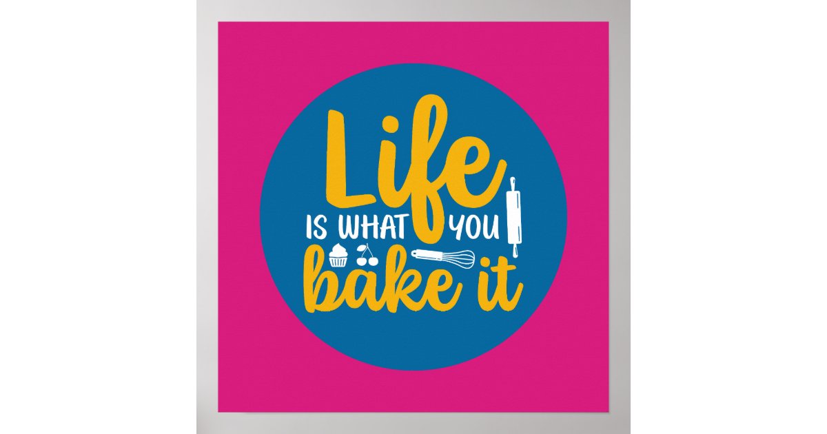 Funny Baking Kitchen Typography Retro Baker Art Poster | Zazzle