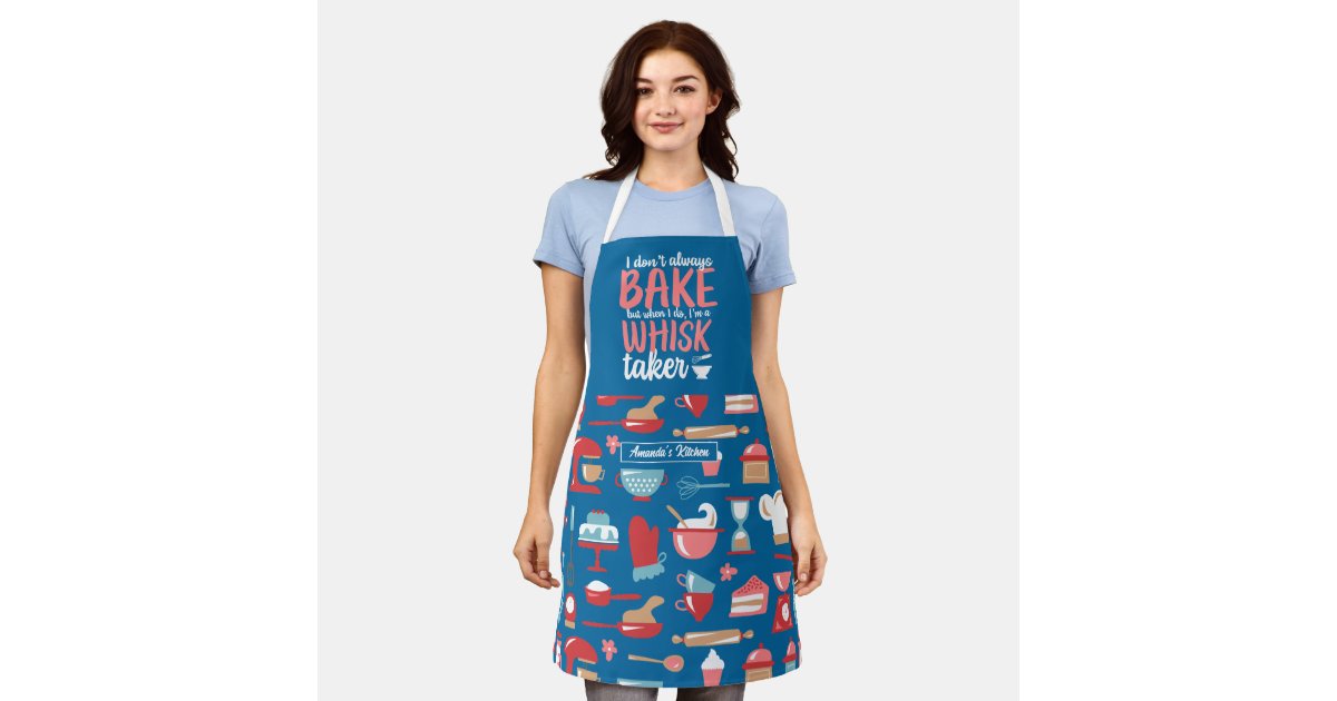 Funny Baking Pun Whisk Taker Cute Baker Pattern Apron | Zazzle