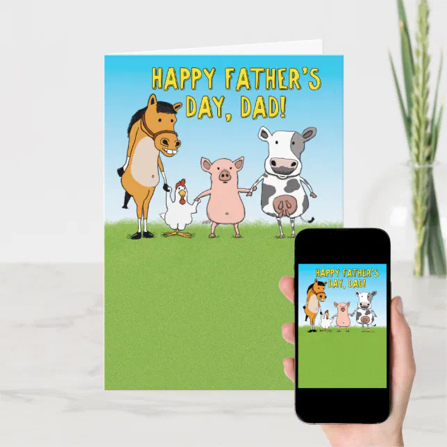 Funny Barn Animals Father's Day Card | Zazzle