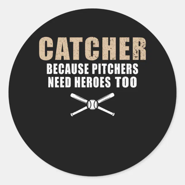 Funny Baseball Player Kids Softball Catcher Classic Round Sticker | Zazzle