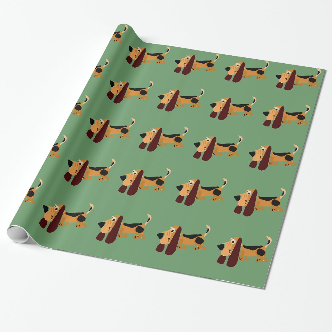 Funny Basset Hound Primitive Art Wrapping Paper | Zazzle