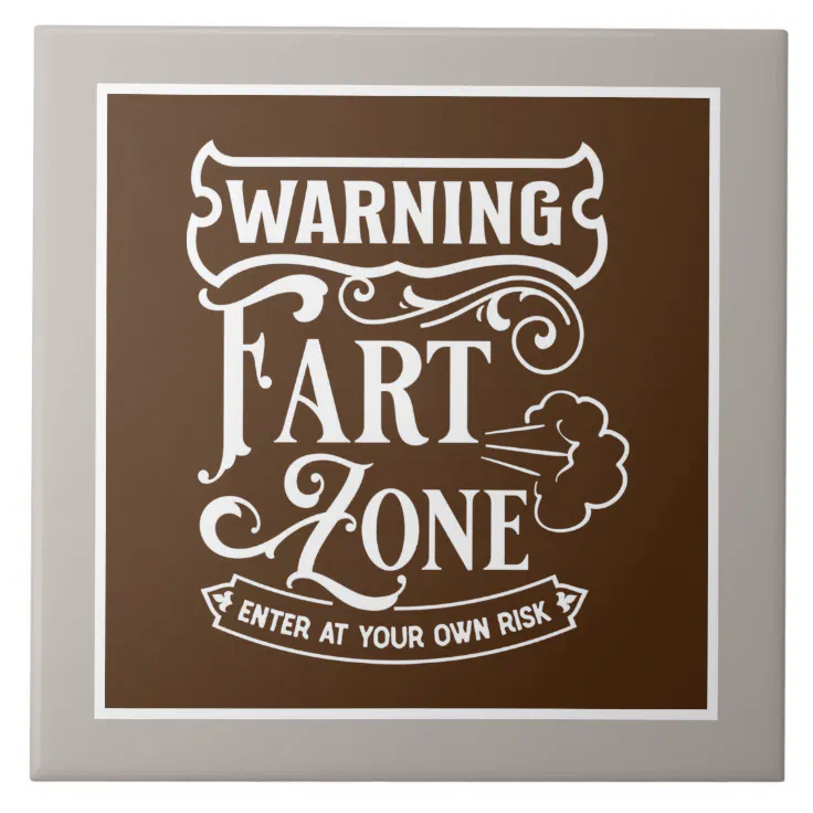 funny bathroom fart zone word art ceramic tile | Zazzle