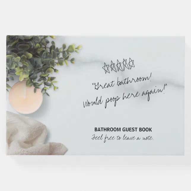 Funny Bathroom Humor 5-Star Review Bathroom Guest Book | Zazzle