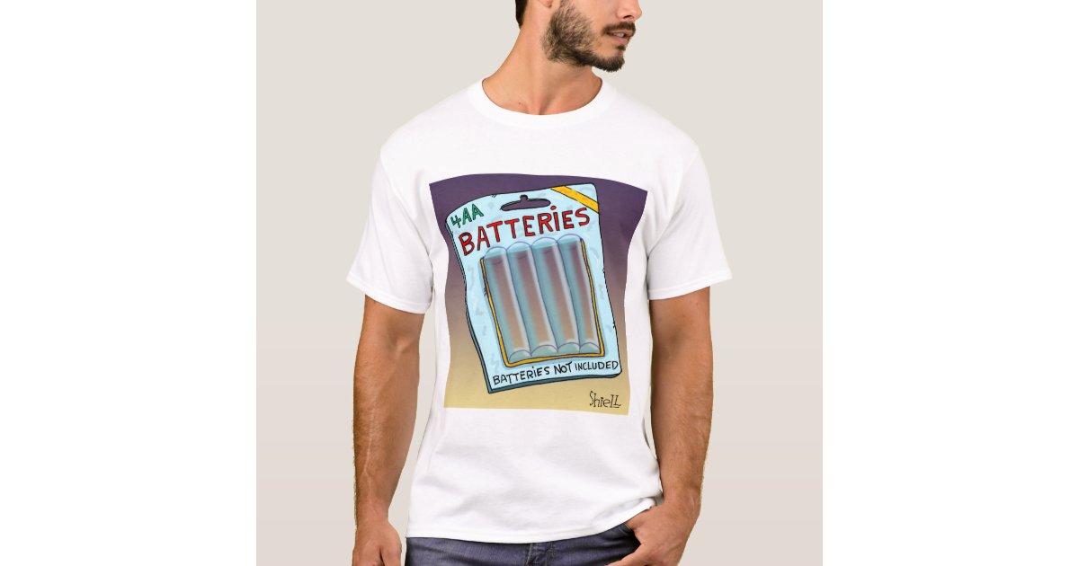 Funny Batteries Not Included card and gift. T-Shirt | Zazzle